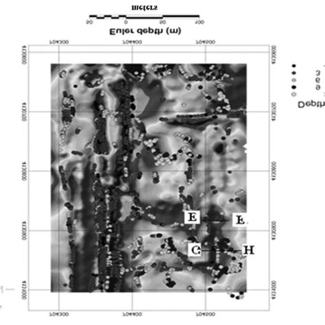 Location Of The Gravity Profiles Ef And Gh On Euler Depth Estimations Download Scientific