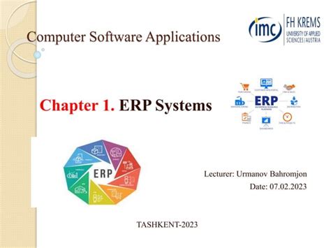 Computer Softwere Aplications Erp Systems Erp Pptx