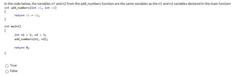 Solved In The Code Below The Variables N1 And N2 From The