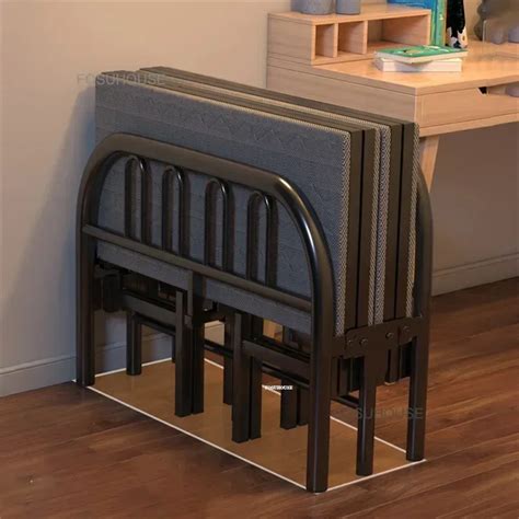 Современная минималистичная металлическая складная кровать аренда дома прочные маленькие