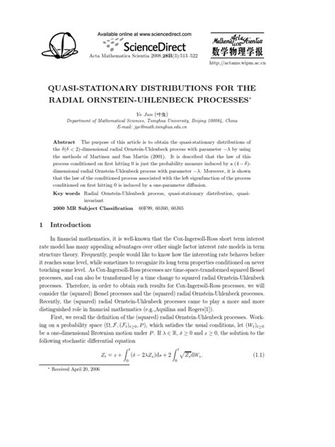 Quasi Stationary Distributions For The Radial Ornstein Uhlenbeck