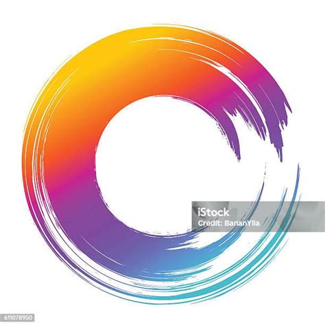 그런지 손으로 그린 컬러 페인트 브러시 원 곡선 브러시 스트로크 원형에 대한 스톡 벡터 아트 및 기타 이미지 원형 붓 아이콘 Istock