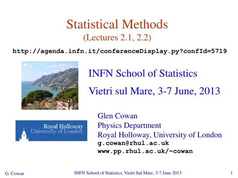 Ppt Statistical Methods Lectures 21 22 Powerpoint Presentation
