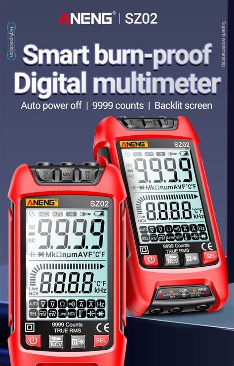 Multimeter Aneng Sz02 Digital Ac Dc Voltage Current 9999 Counts True Rms Kunkune