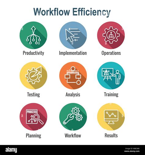 Workflow Efficiency Icon Set With Operations Processes Automation Etc Stock Vector Image
