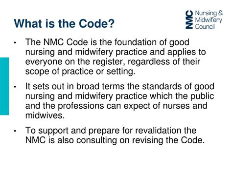 Ppt Nmc Revalidation And Code Review Employer Briefing Powerpoint Presentation Id 1874414