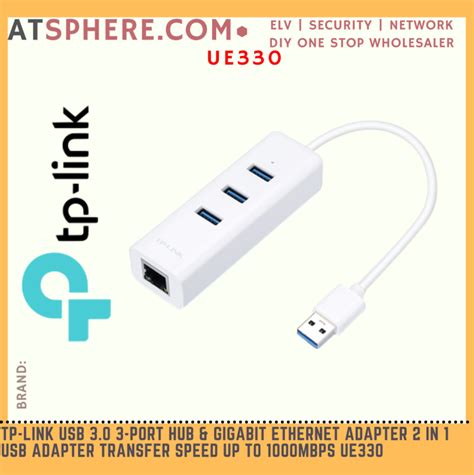 Tp Link Tplink Ue330 Usb 3 0 3 Usb Hub Gigabit Ethernet Lan Port Adapter Plug And Play 2 In 1