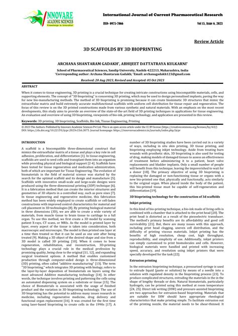 Pdf 3d Scaffolds By 3d Bioprinting