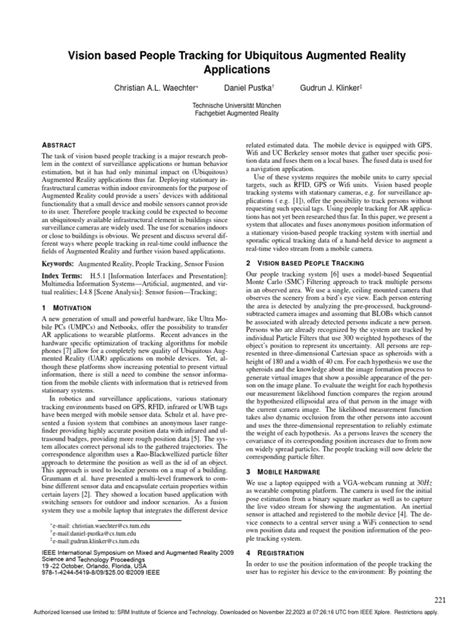 Vision Based People Tracking For Ubiquitous Augmented Reality Applications Pdf Augmented