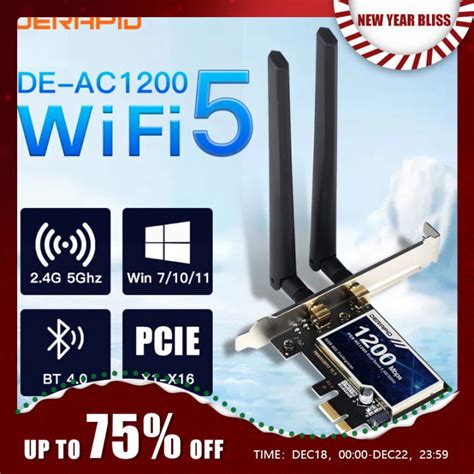 derapid ac1200 wifi adapter bluetooth băng tần kép 2 4ghz 5ghz pcie