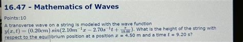 solved a transverse wave on a string is modeled with the