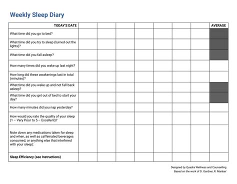 How To Use A Sleep Diary For Improving Sleep Quadra Wellness And Counselling Vancouver And Ontario