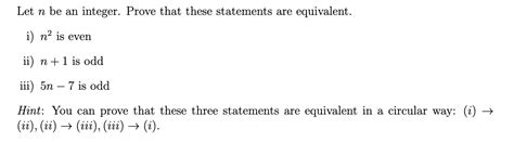 solved let n be an integer prove that these statements are