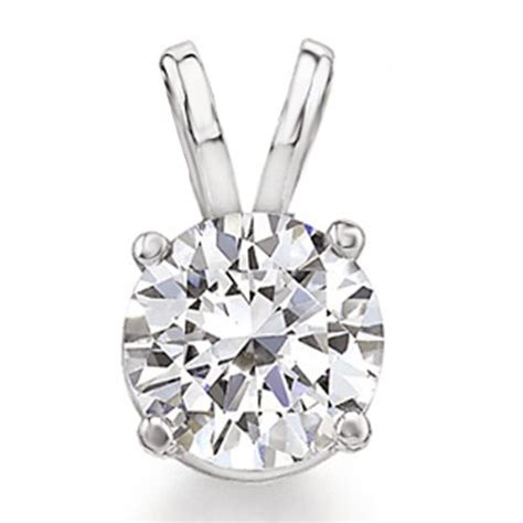 14k White Gold Round White Diamond Solitaire Pendant 12 Ct 050 Cttw