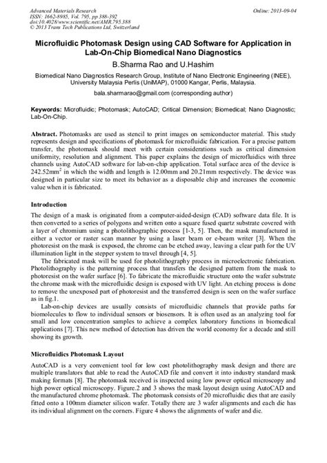 Microfluidic Photomask Design Using Cad Software For Application In Lab On Chip Biomedical