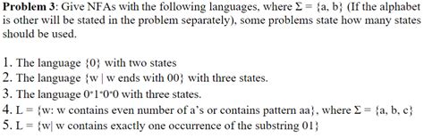 Solved Problem 3 Give NFAs With The Following Languages Chegg Com