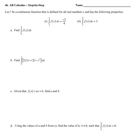 Solved Name 46 Ab Caleulus Step By Step Let F Be A
