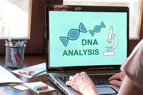 Dna Analysis Concept On A Laptop Screen Stock Image Image Of