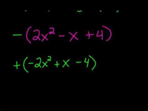 Subtracting Polynomials YouTube