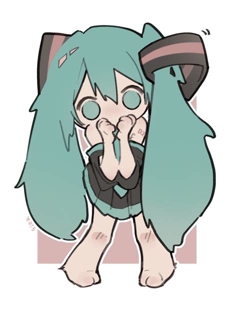 Safebooru 1girl Animal Hands Aqua Eyes Aqua Hair Barefoot Black Skirt