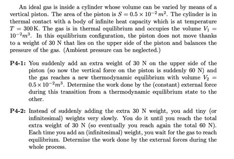 Solved Vertical Piston The Area Of The Piston Is S05×10−2