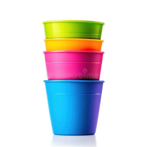 Stack Of Colorful Plastic Cups Stock Illustration Illustration Of