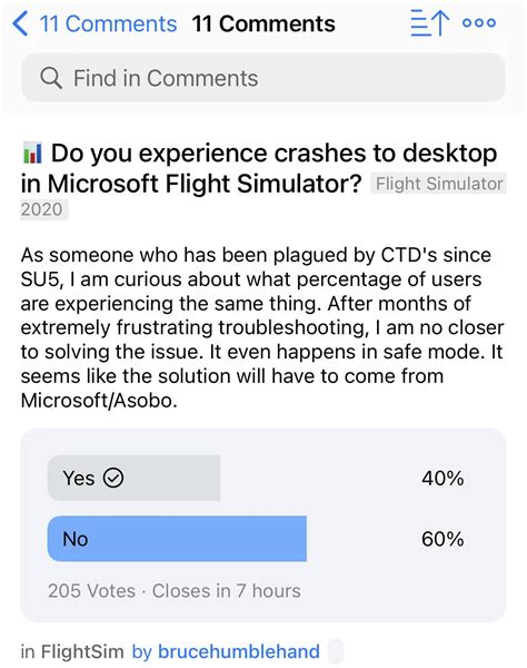 40 Of Users Experiencing Ctds General Discussion Microsoft Flight Simulator Forums