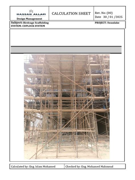 Calculation Sheet For Birdcage Scaffolding Slr Parcel 14 Pdf