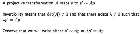 Solved A Projective Transformation A Maps P To P ~ Ap