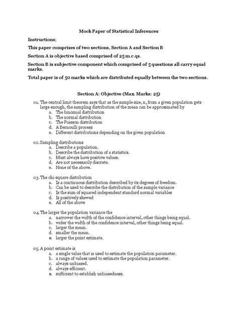 Mock Paper Si Pdf Regression Analysis Statistical Hypothesis Testing