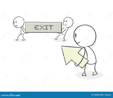 Man With Cursor And Exit Button Stock Vector Illustration Of Website Human