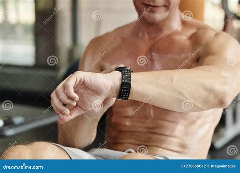 Sportsman Controlling Heartbeat Stock Photo Image Of Exercising Handsome 276868612