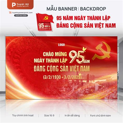 Mẫu Backdropbanner Chào Mừng 95 Năm Ngày Thành Lập Đảng Cộng Sản Việt