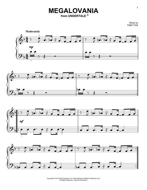 Megalovania From Undertale By Toby Fox Sheet Music For Easy Piano At