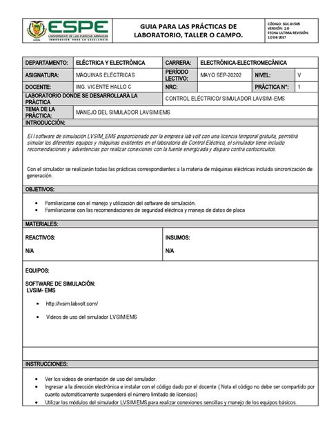 Guia Manejo Del Simulador Lvsim Ems Pdf Voltaje Software