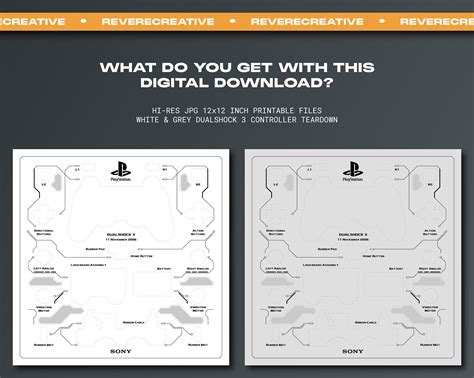 Playstation Dualshock Controller Teardown Downloadable Template Etsy
