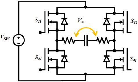 schematic of the main switching amplifier showing the output rc filter
