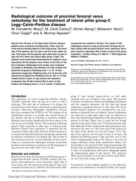 Pdf Radiological Outcome Of Proximal Femoral Varus Osteotomy For The