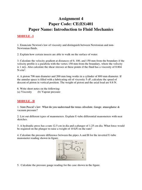 Assignment 4 Pdf Pump Fluid Dynamics