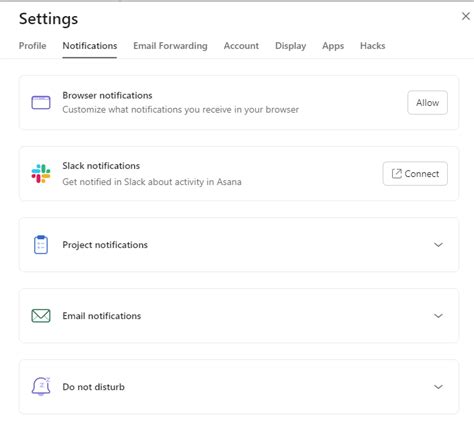 differenciating notification settings in asana product feedback
