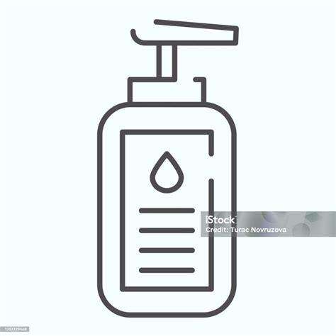 로션 얇은 선 아이콘입니다 흰색에 분리 된 화장품 로션 벡터 그림 웹 및 응용 프로그램을 위해 설계된 액체 화장품 개요 스타일 디자인의 병 Eps 10 10에 대한 스톡