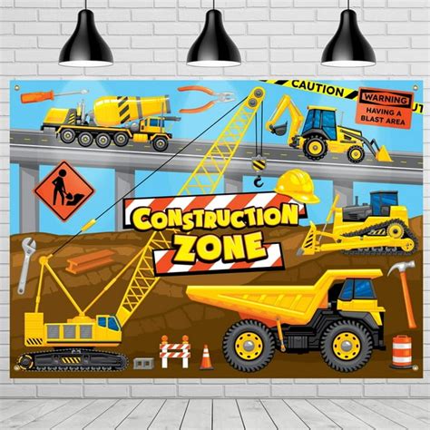 Construction Backdrop Banner Construction Party Supplies