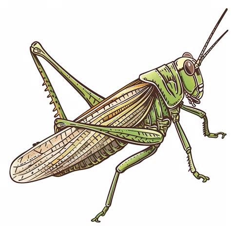 Premium Vector A Drawing Of A Green Grasshopper With A Green Body