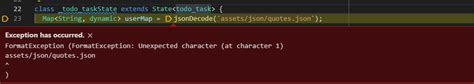 Json Exception Has Occurred Unexpected Character At Char 1 Stack