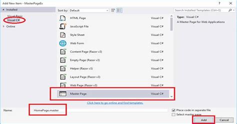 Creating Master Page In ASP NET