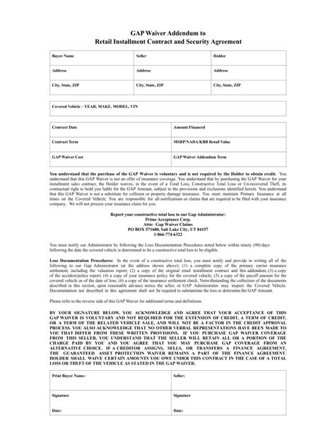 Gap Waiver Fill Out And Sign Online Dochub