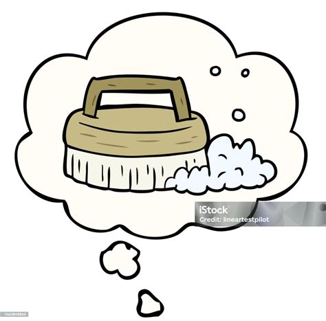 Cartoon Scrubbing Brush With Thought Bubble Stock Illustration