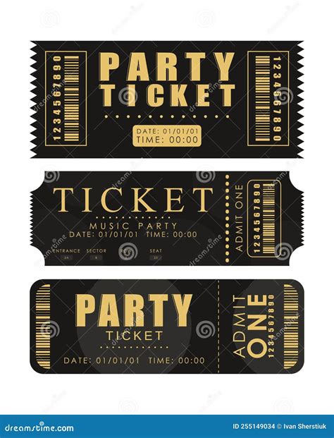 Ticket Set Pass Card Design Isolated On White Background Vector