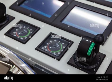 Azimuth Thrusters Control Lever And Angle Indicators Mounted In A Tug