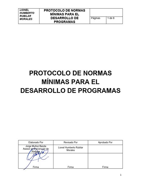 Protocolo Normas Minimas Para El Desarrollo De Programas Descargar